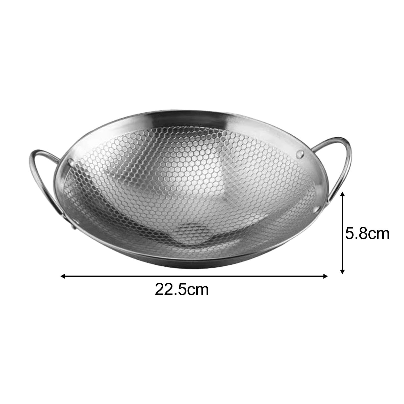 KLKCMS Frying Pan, Stainless Steel Wok, Round Bottom Wok, Chinese Wok, Double Ear Wok Pot, Nonstick Skillet Pot, Deep Frying Pan, 8inch