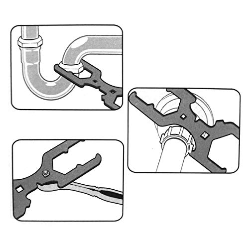 HAUTMEC 3 Way Plumber's Sink Strainer Wrench, Fits 1-3/4 inch., 2 inch. and 2-1/2 inch. Nuts, Multifunction Plumbing Wrench PL0037