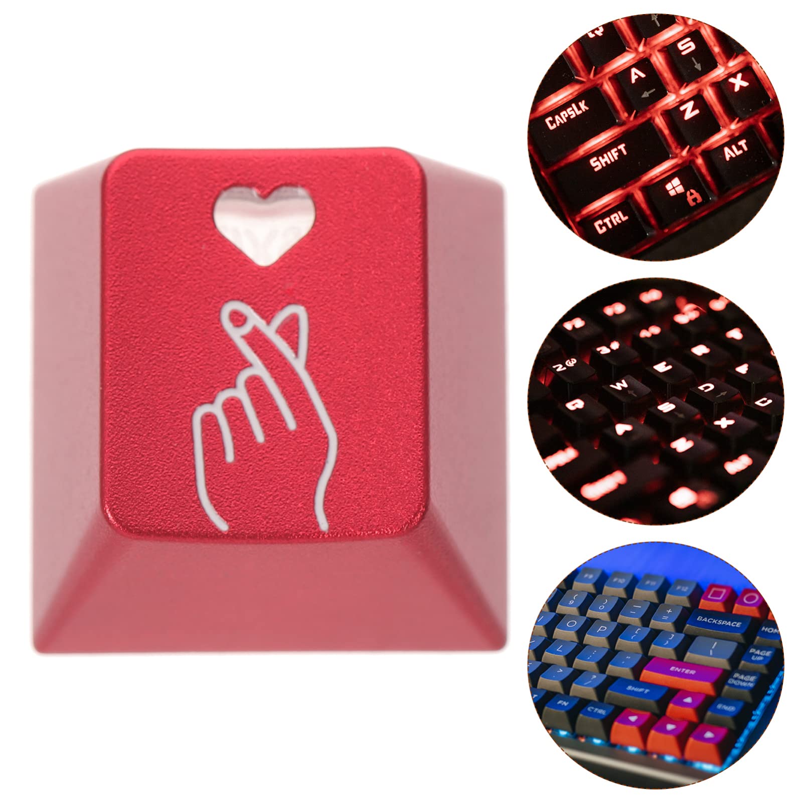 SOLUSTRE Mechanical Keyboard Key Metal keycap Decked keybaord red Heart keycap Decorative keycap mechanicalkeyboard Keyboard Enthusiasts keycap Aluminum Alloy Game Console Personality