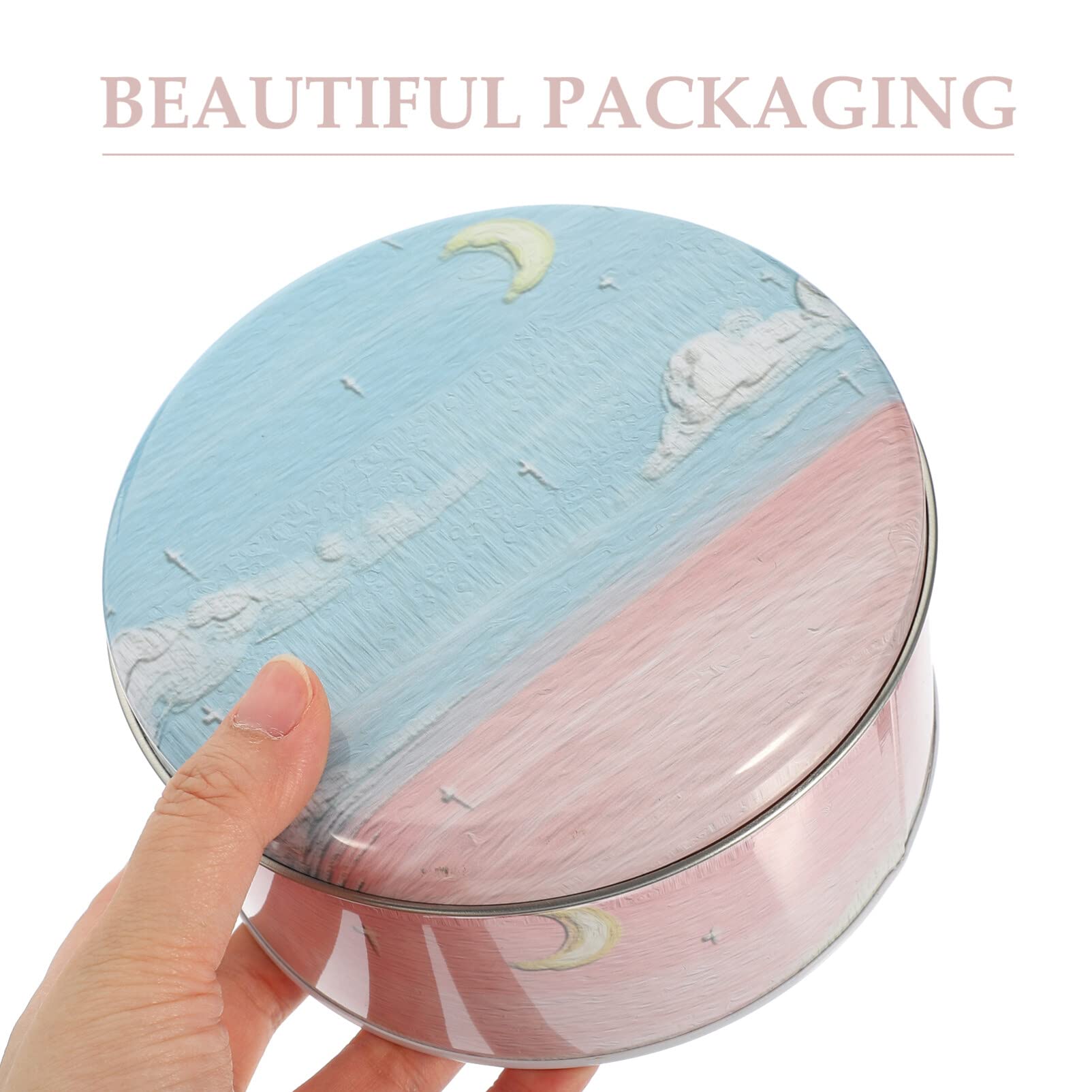Decorative Cookie Tins Round Metal Cookie Tin with Lid Empty Gift Tin Decorative Nesting Tin Tinplate Container for Holiday Party Favors Treats Biscuits Cookie Gift Tins