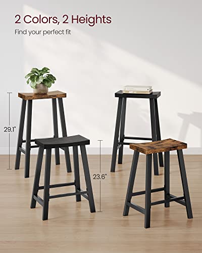 VASAGLE Bar Stools Set of 2, Counter Height Stools, Bar Chairs with Footrest, 29.1 Inches Tall Kitchen Breakfast Stools, Industrial, Living Room Party Room, Rustic Brown ULBC094B01