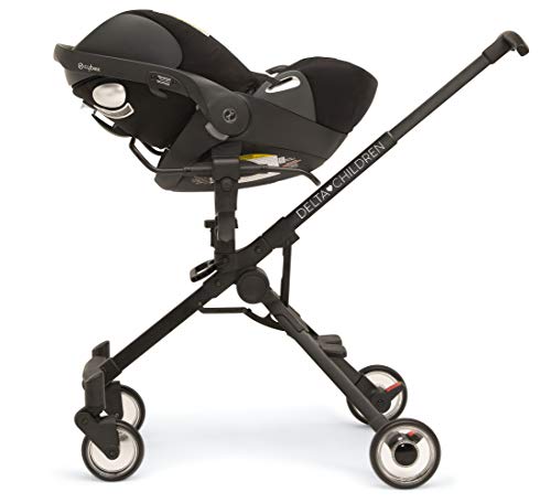Delta Children Spyder Stroller - Lightweight/Compact Travel Stroller Features Extendable Canopy & Recline - Car Seat Adapter Included - Easy-Coast Puncture-Proof Wheels, Black