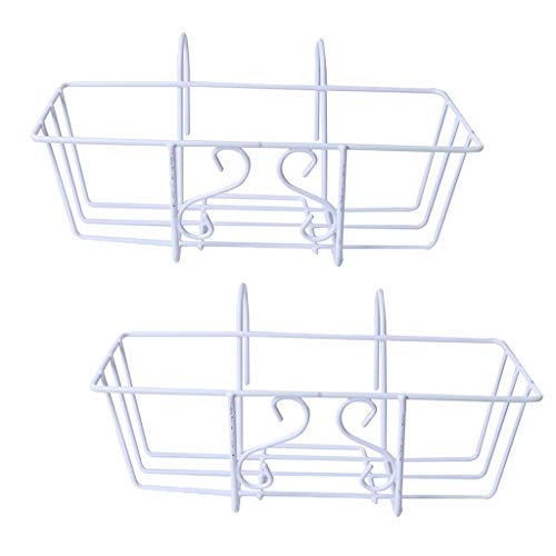 OBANGONG 2 Pcs Iron Hanging Shelf Basket with Hooks,Balcony Planter Shelf Hanging Flower Pot Holder Cubicle Hanging Shelf Railing Plant Hanger-32 x 15 x 15cm/12.5 x 5.9 x 5.9inch