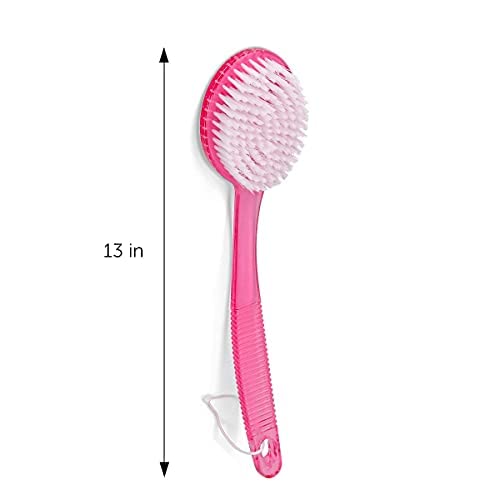 DecorRack Bath Brush with Bristles, Long Handle for Exfoliating Back, Body, and Feet, Bath and Shower Scrubber, Green (1 Pack)