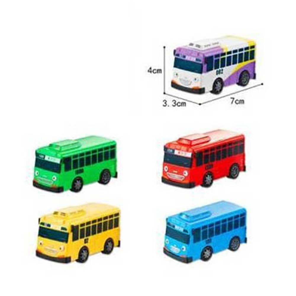 FARMIN 5PCS Mini Bus Tayo Toy, Pull Back Bus Toy Set, Cartoon Prototype Toy Car , Gift for Friends and Kids