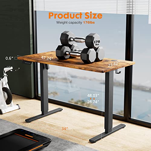Sweetcrispy Standing Desk, Stand Up Desk, Electric Standing Desk with Splice Board, 31 x 24in Ergonomic Height Adjustable Desk Sit to Stand Desk, Computer Workstation Home Office Desk-Rustic Brown