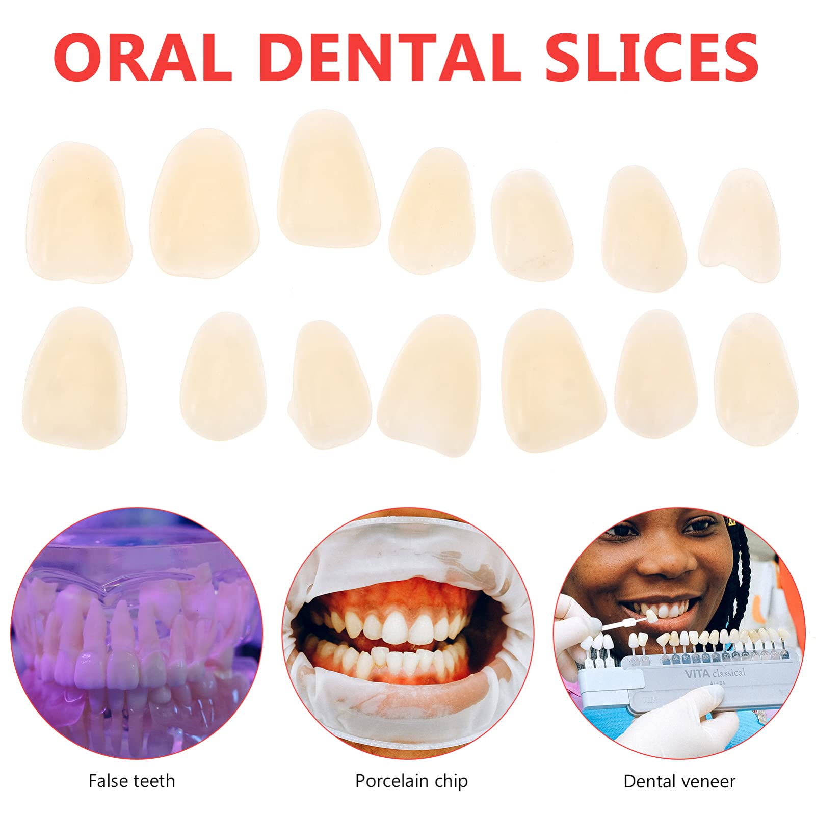 EXCEART Teeth Veneer 100 Pieces Artificial Resin Tooth Fillings Temporary Veneer Tooth Replacements Tooth Repair Supply