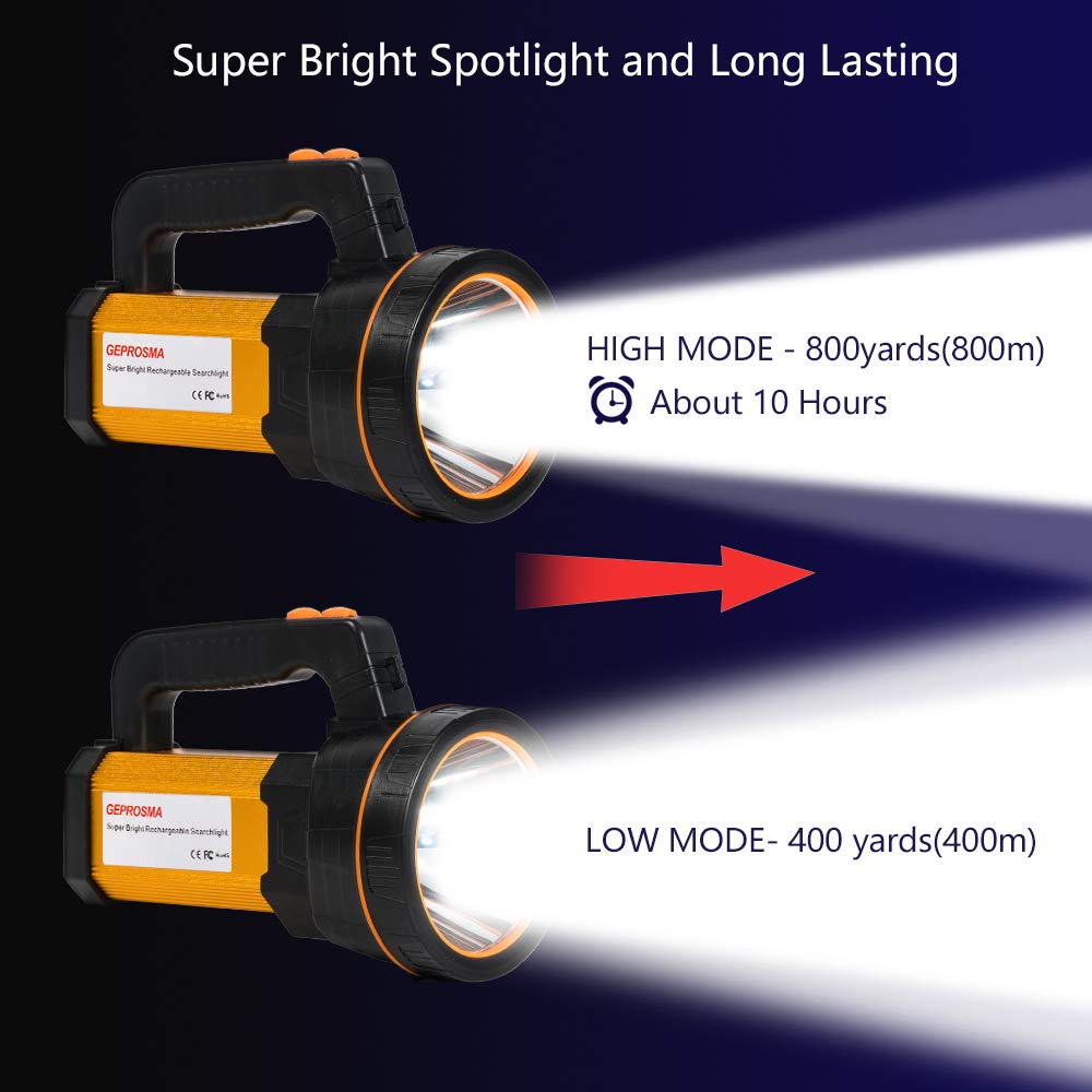 GEPROSMA Powerful Led Flashlight High Lumens Rechargeable, Super Bright Handheld Spotlight Flashlight Large Ultra Long Lasting Portable High Power Big Searchlight