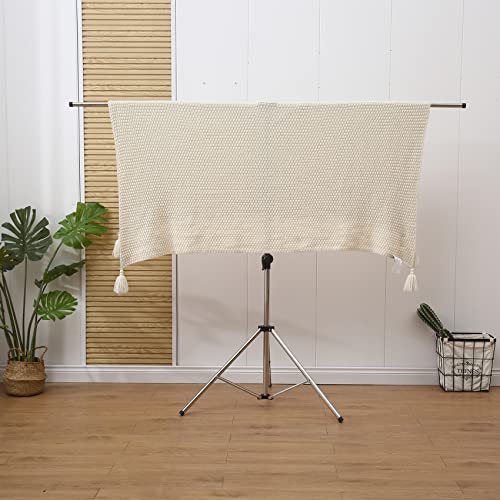 PIKPUK Folding Clothes Drying Rack with Telescopic Arms, 70 Inch Adjustable Laundry Drying Racks for Indoor and Outdoor, Heavy Duty Stainless Steel Garment Rack, Portable and Space Saving.