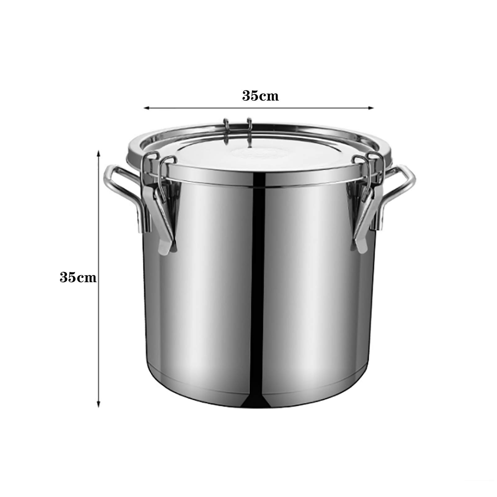Stockpots Large Stock Pot,304 Stainless Steel Sealed Bucket, Sealed jar with lid,Double-layer Thickened, 24-hour Heat Preservation (Color : Silver, Size : 35cm35cm(33L))