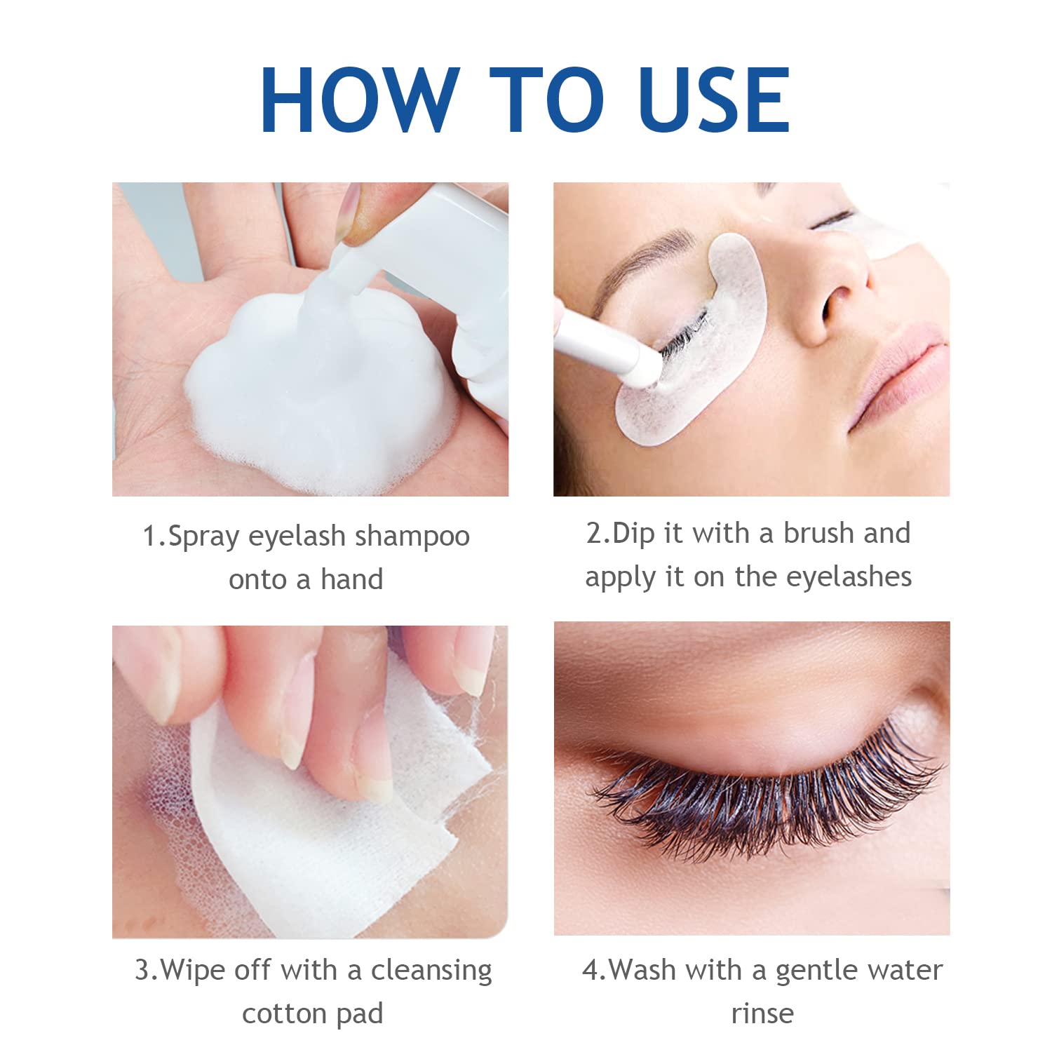 Eyelash Extension Shampoo, Remove Makeup Residue & Mascara, Gentle Deep Cleansing and No Irritating or Burning for Eyelash Extension Foam - Perfect for Salon Use and Home Care (50ML)