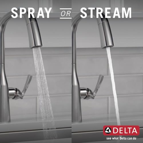 Delta Faucet Stryke Brushed Nickel Kitchen Faucet, Kitchen Faucets with Pull Down Sprayer, Kitchen Sink Faucet, Faucet for Kitchen Sink, Magnetic Docking, Lumicoat Arctic Stainless 9176-AR-DST