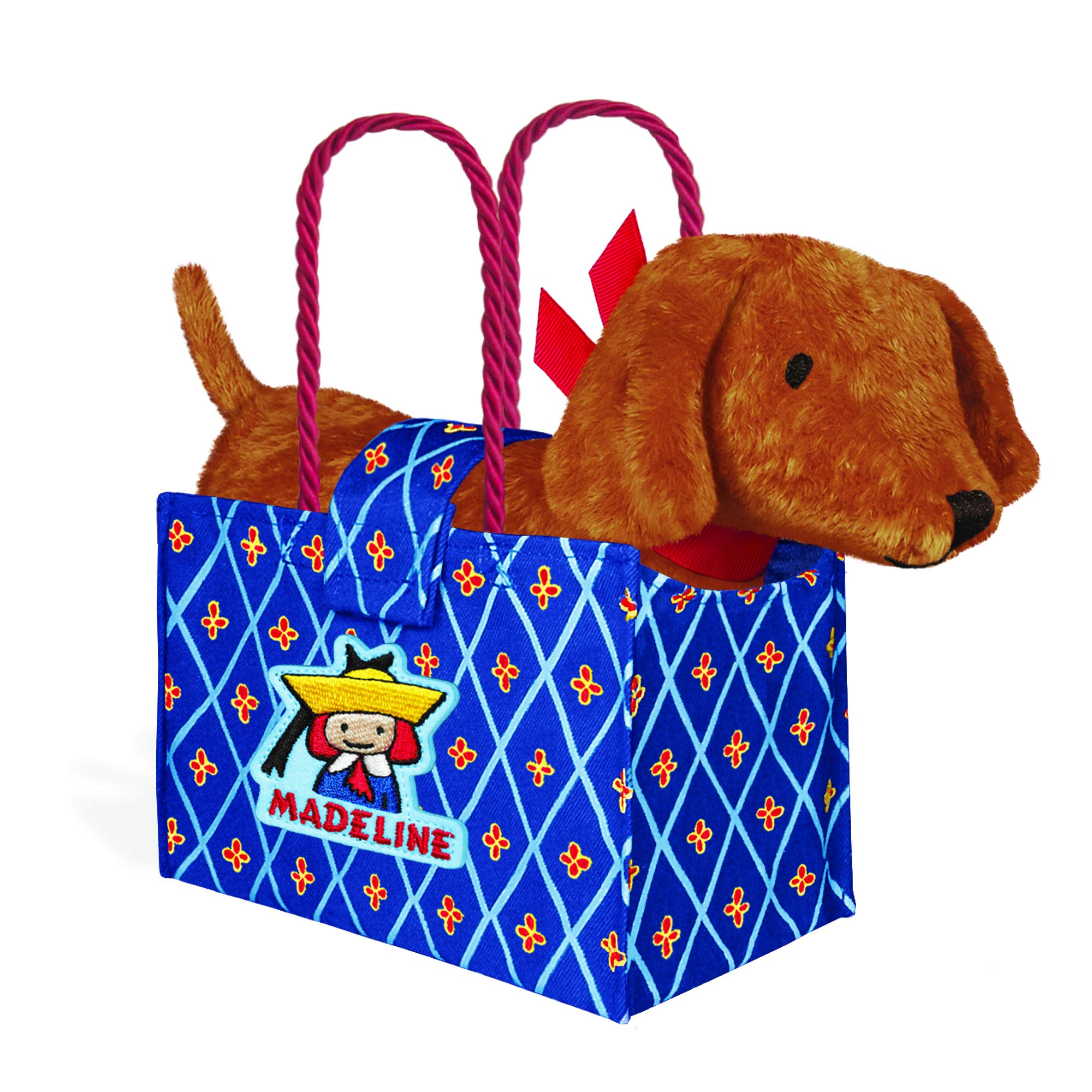 YOTTOY Madeline Collection | Genevieve the Dog Soft Stuffed Animal Plush Toy in Madeline Tote Bag