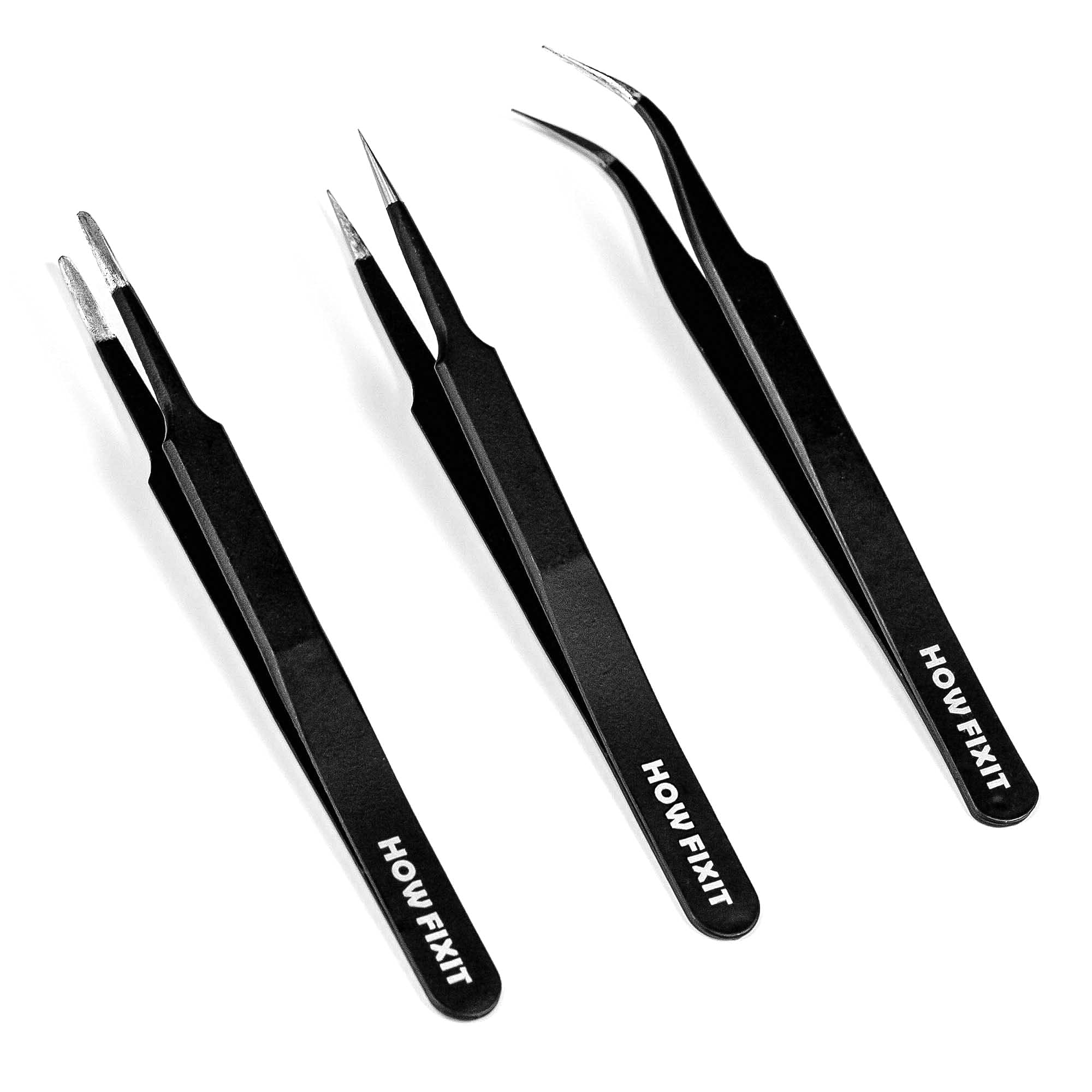 HowFixit Precision Tweezers Set for Working with Small Parts, Anti-Static, Non-Magnetic, Acid-Proof, Anti-Corrosion, and Indispensable for Repair Electronics and Soldering