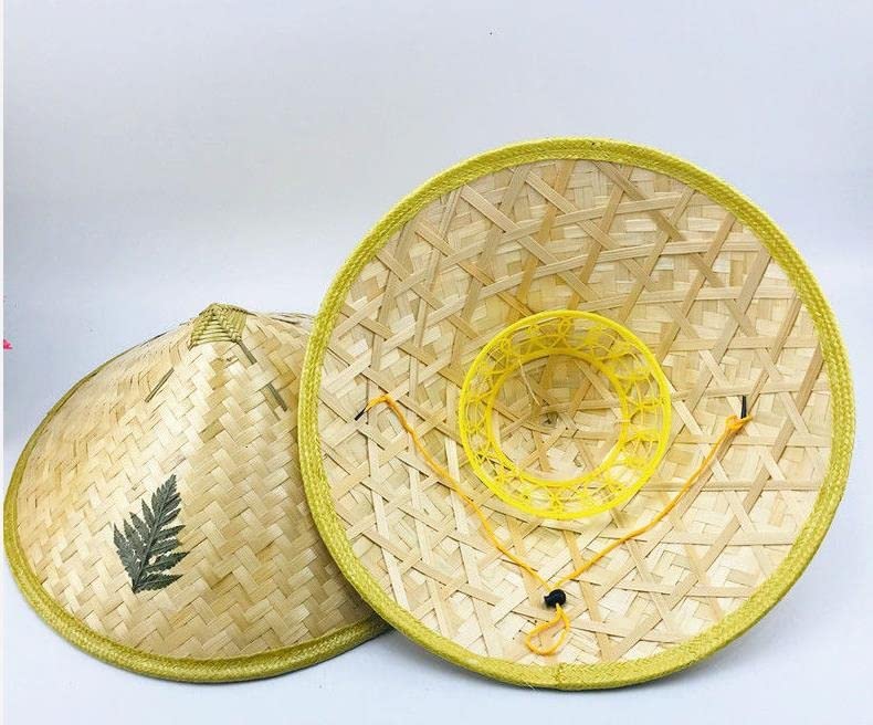 DSFEOIGY Handmade Weave Straw Hat Chinese Retro Style Fisherman Sun Hat Bamboo Rattan (Color : A, Size : One Size)
