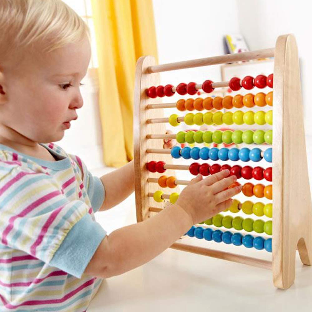 Wondertoys Wooden Abacus Educational Counting Frames Toy 100 Beads Math Tool Baby Abacus for Kids Montessori Gifts Abaco Matematicas para Niños