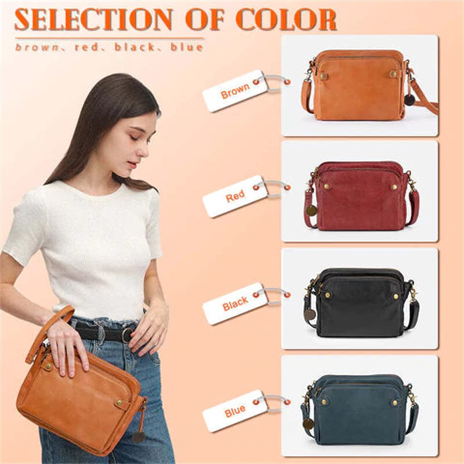 exect Three Layer Leather Crossbody Shoulder Clutch Bag, Luxry Handbags Wallet Purse Fashion Messenger Bag, Multiple Compartments (Blue)