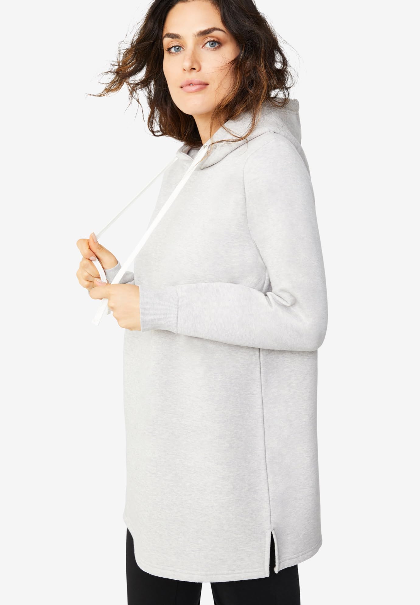 Ellos Women's Plus Size Hooded Sweatshirt Tunic - 26/28, Dusty Pink