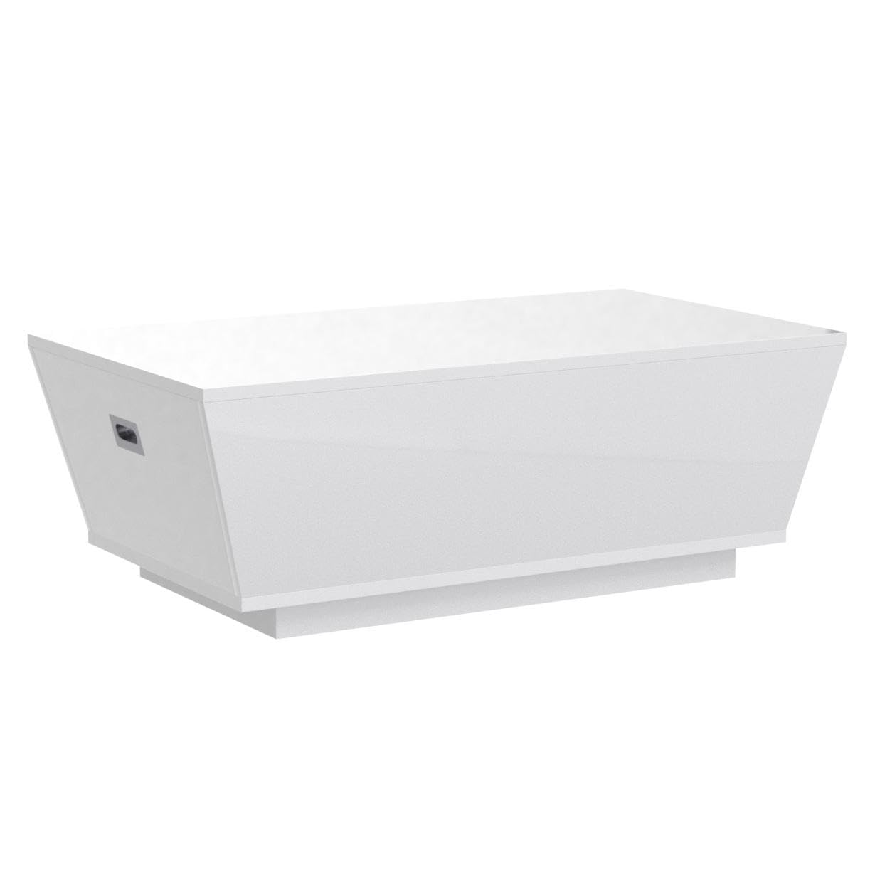 Cozy Castle Black Modern Coffee Table with LED Lights, High Gloss Coffee Table with Storage Drawers, Contemporary Center Table for Living Room