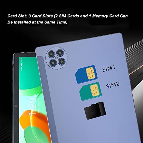 Dpofirs Android Tablet 10 Inch, Android 12 Tablet PC, 8GB 256GB ROM, 4G Cellular Tablet, GPS WiFi BT, 16MP 8MP Camera, 7000mAh Battery, Dual SIM, Gifts