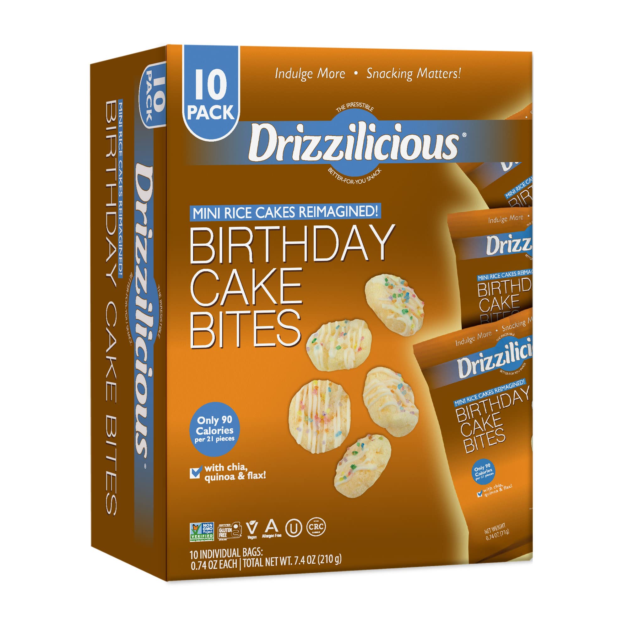 Drizzilicious - 0.74 oz 10 Pack Mini Rice Cake (Birthday Cake)