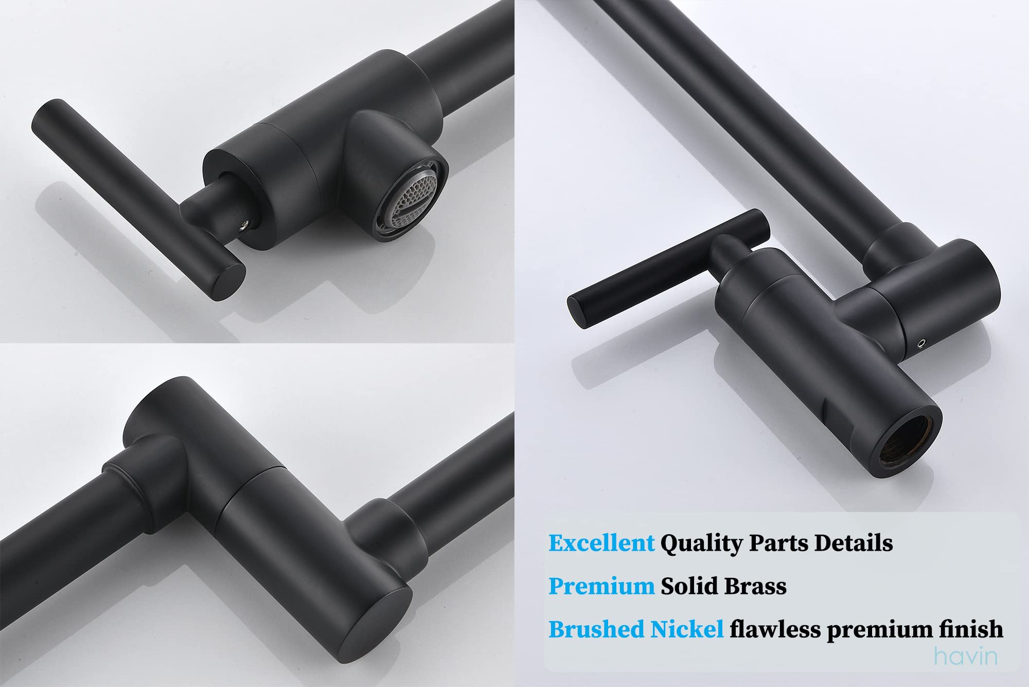 Havin Black Kitchen Faucet with Pull Down Magnetic Sprayer with Black Pot Filler Faucet