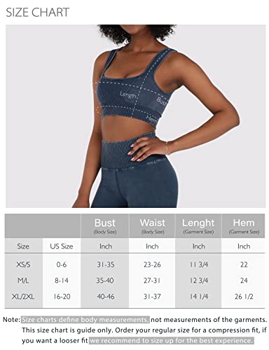 ODODOS Seamless Square Neck Sports Bra for Women Ribbed Crop Tank Casual Low Back Cropped Tops, Charcoal, Medium/Large