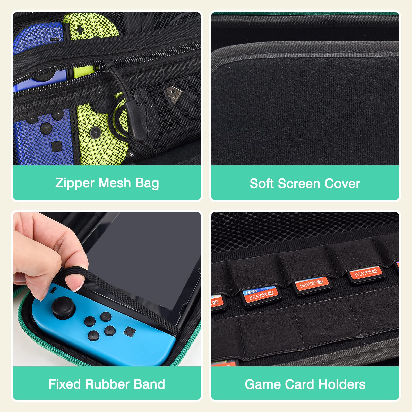 DLseego Animal Crossing Switch/Switch OLED Carrying Case Protective Hard Shell 10 Game Card Slots Slim Travel Storage Bag Switch/Switch OLED Accessories with 4PCS New Leaf Thumb Grips Caps