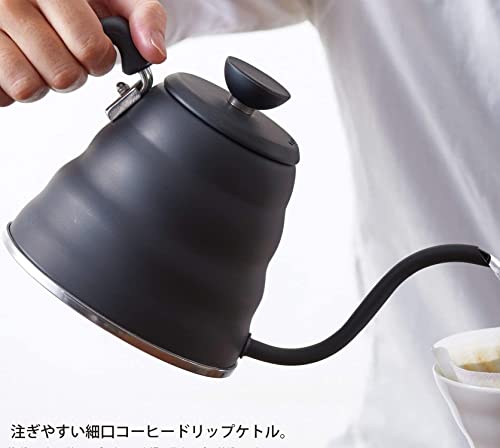 Hario V60 "Buono" Gooseneck Coffee Kettle, 1.2L, Stainless Steel, Matte Black