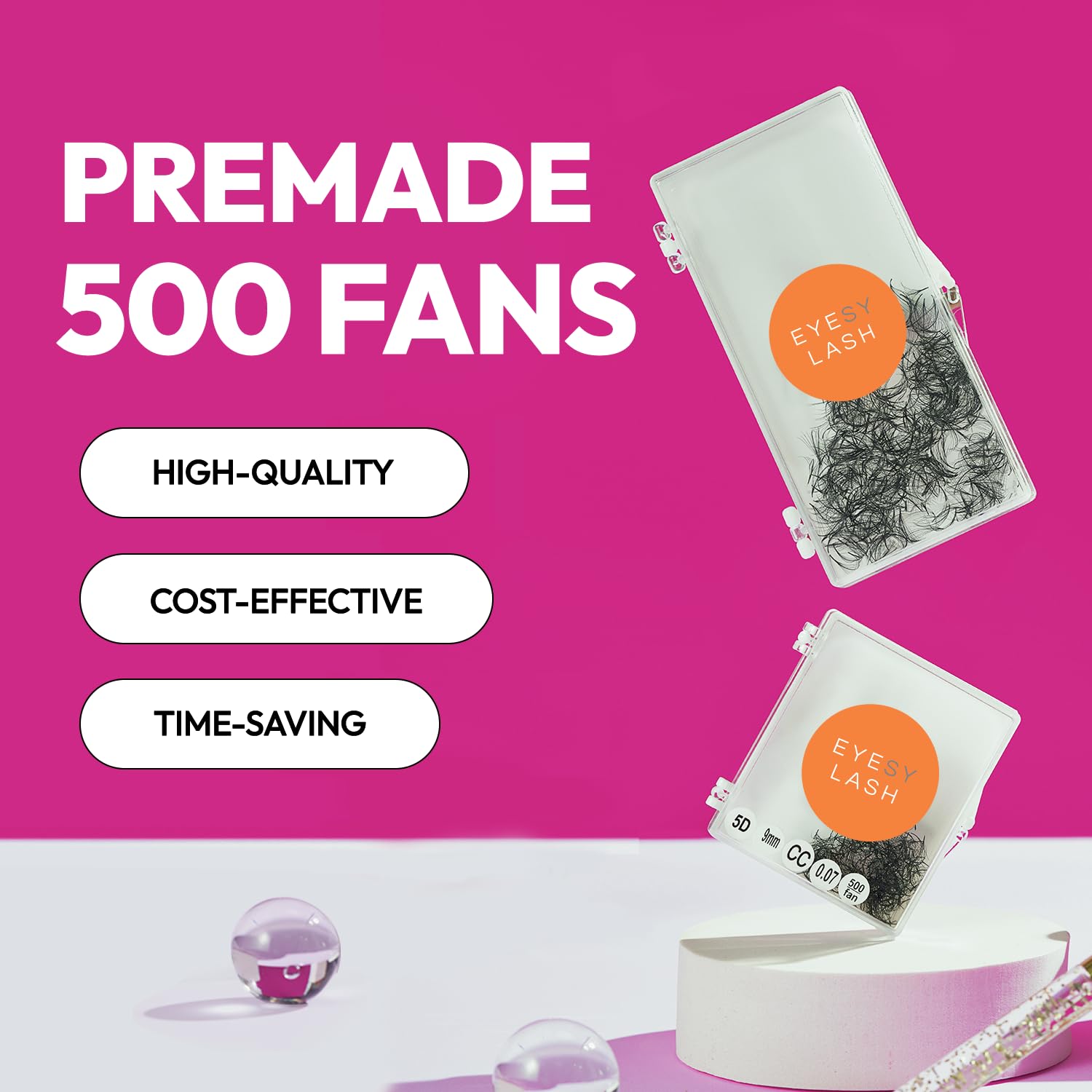 Eyesy Lash 500 Promade Fans | 5D 0.07 Size 12mm Curl D | Eyesy Eyelash Extension Premade Lashes Volume Lash Extensions Pro Made Fans Eyelash Extensions Pestanas Pelo A Pelo False Eyelashes