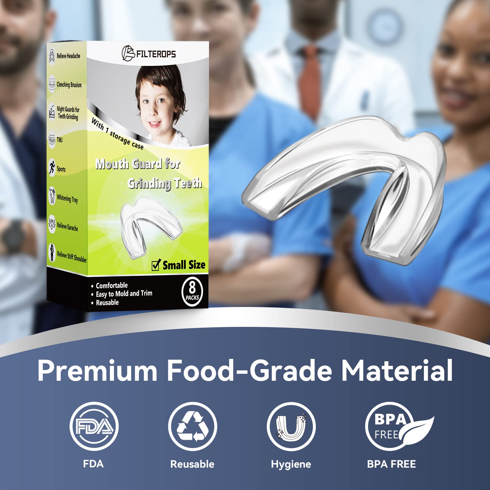 Kids Mouth Guard for Teeth Grinding at Night, Pack of 8 Moldable Night Guards for Clenching Teeth, Bruxism, Sport Athletic, Whitening Tray