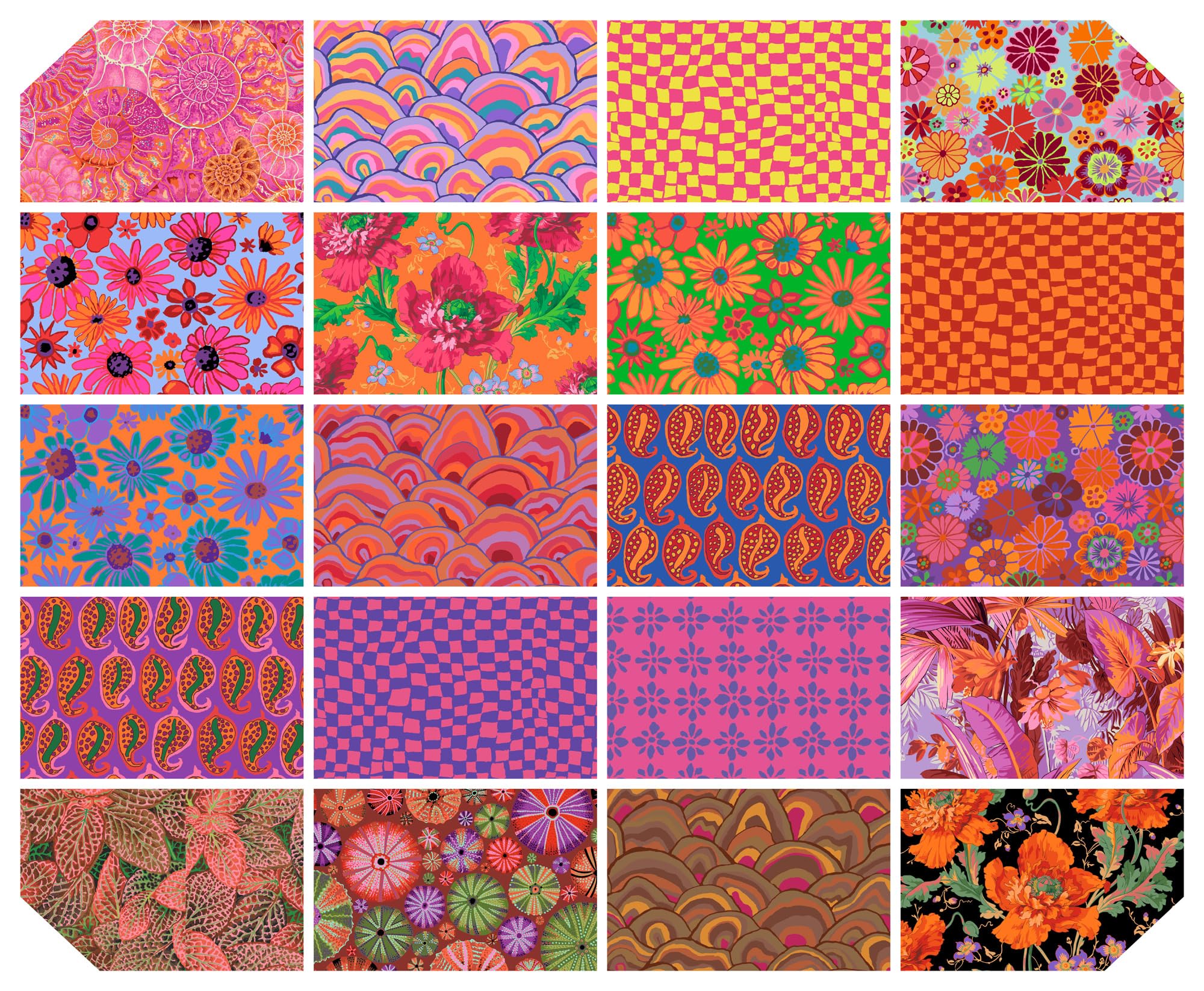 Kaffe Fassett Collective August 2024 Hot Design Roll 40 2.5-inch Strips Jelly Roll FreeSpirit