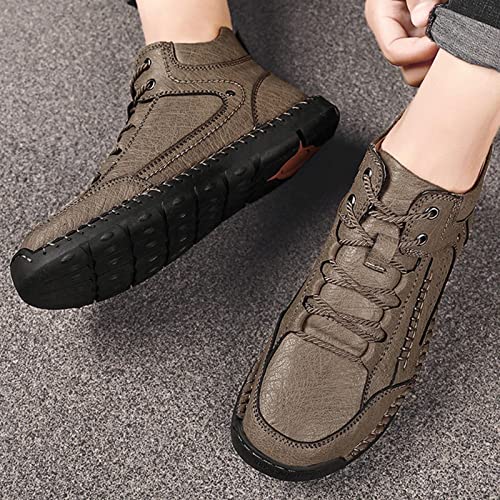 FASDNENDYS 2022 New Large Size Border Handmade Retro Stitched Leather Comfortable Casual Shoes Leopard Shoes for Men