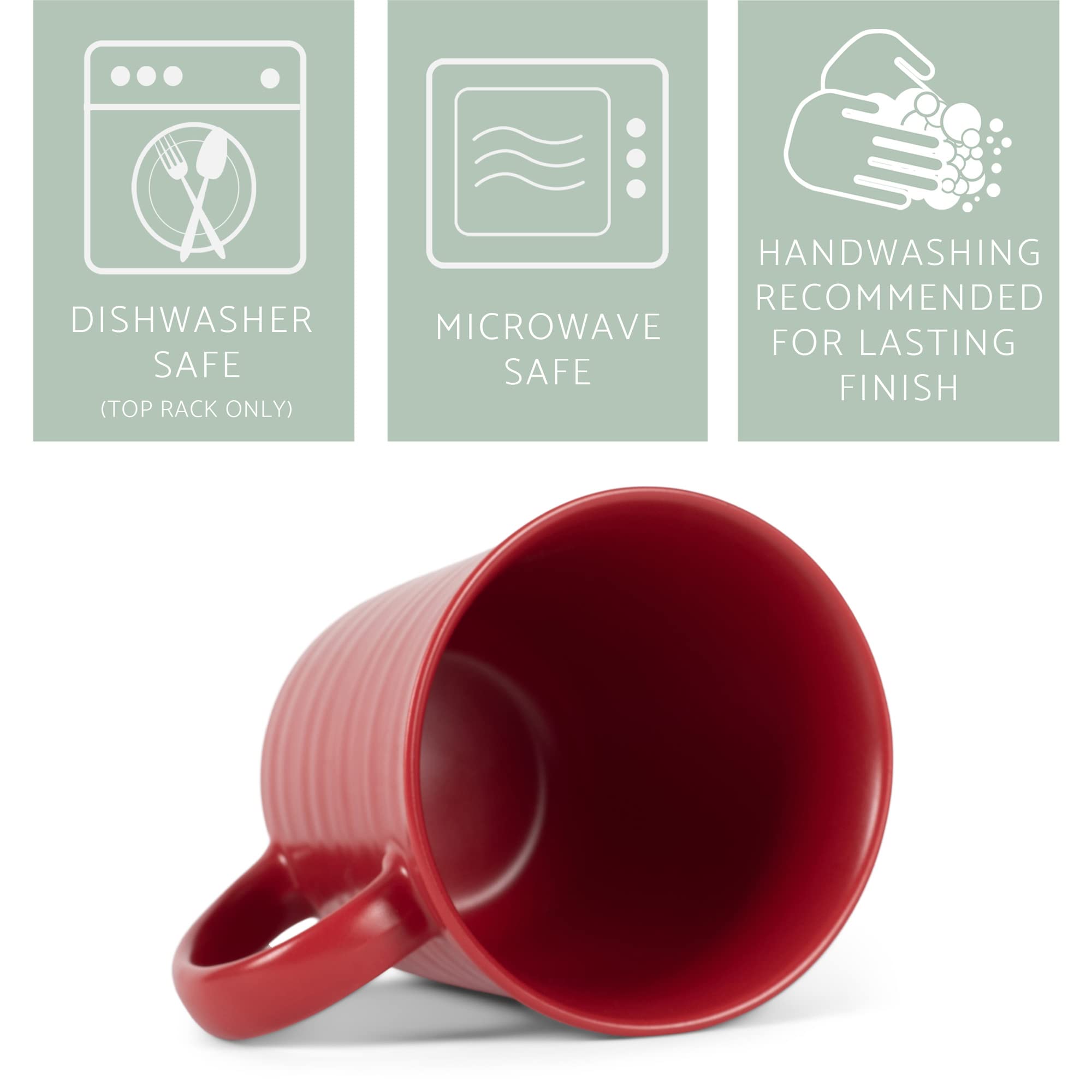 Elanze Designs Red Matte Glaze Finish 17 ounce Stoneware Coffee Cup Mugs Set of 4