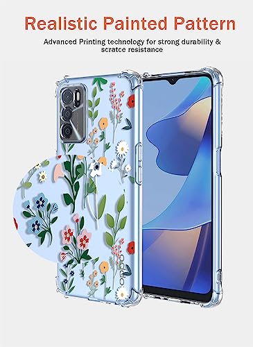 OEURVQO for Oppo A16 Oppo A16s Oppo A54s Case Clear Floral Flower Pattern Design Soft TPU Cover Shockproof Bumper Anti-Scratch Protective Case for Oppo A16 (Lush Flora)