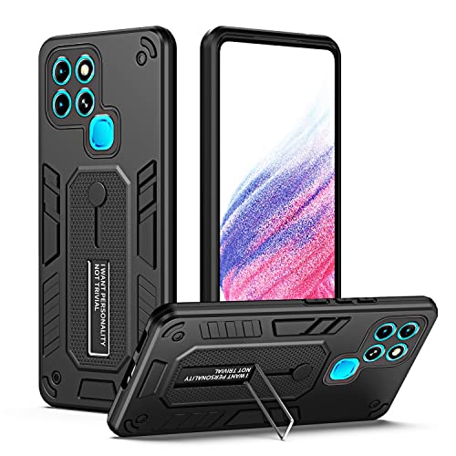 Phone Case Case Compatible with Infinix Smart 6 2021/X6511B /X6511/X6511E Case Heavy Duty Shock Absorption Full Body Protective Case TPU Rubber and Hard PC Phone Case Cover with Retractable hand strap