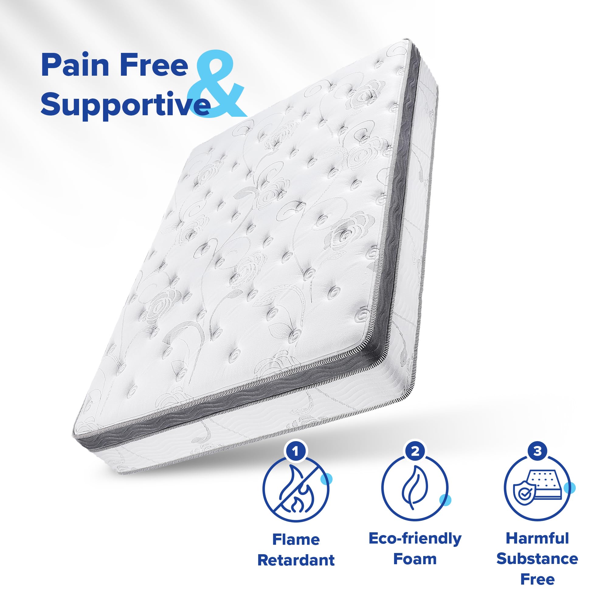 Olee Sleep,Memory Foam 12 inch Hybrid Euro Box Top Pocket Spring Mattress (King)