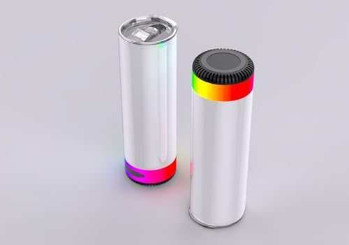 HAYINS 20 oz Bluetooth Sublimation Printed Speaker Tumbler Straight Skinny Double Wall With Lid (sublimation black)
