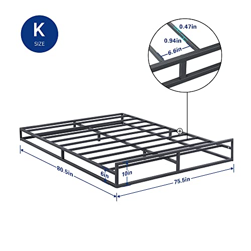 Oleesleep 6 Inch Dura Metal Platform Bed Frame with Footboard, Black