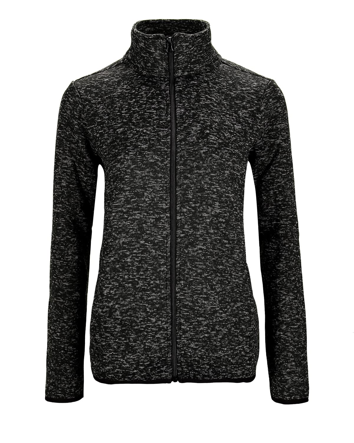 Dolcevida Zip Up Sweaters For Women Fleece Zip Up Speckled Jacket with Pockets (Black Mix, M)