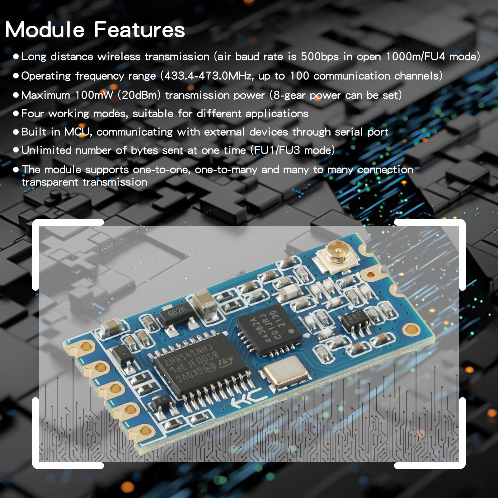 HC-12 433Mhz SI4463/SI4438 Wireless Serial Port Module 1000M Replace Bluetooth with Antenna