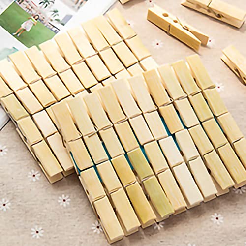OLEQE 20 Wooden clothespins, Natural Birch Rust-Proof and Moisture-Proof clothespins, Bamboo clothespins and Windproof clothespins for Outdoor Balconies