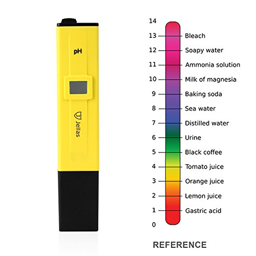 Jellas Pocket Size pH Meter Digital Water Quality Tester for Household Drinking Water, Swimming Pools, Aquariums, Hydroponics, pH Measurement for 0-14.0 pH, Β± 0.1 Accuracy, 0.1 Resolution.(Yellow)