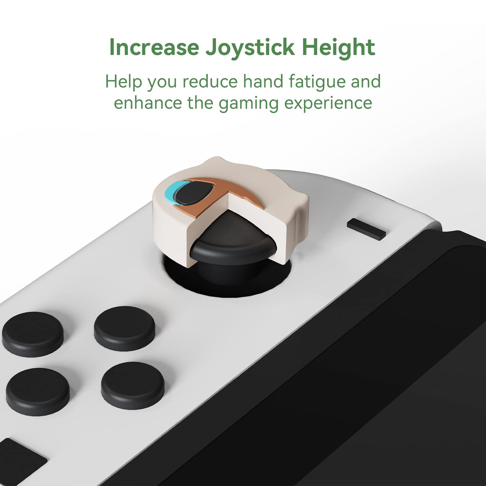 GeekShare Cute Animal Theme Silicone Joycon Thumb Grip Caps,Compatible with Nintendo Switch/OLED/Switch Lite,4PCS - Big-Eyed Cat