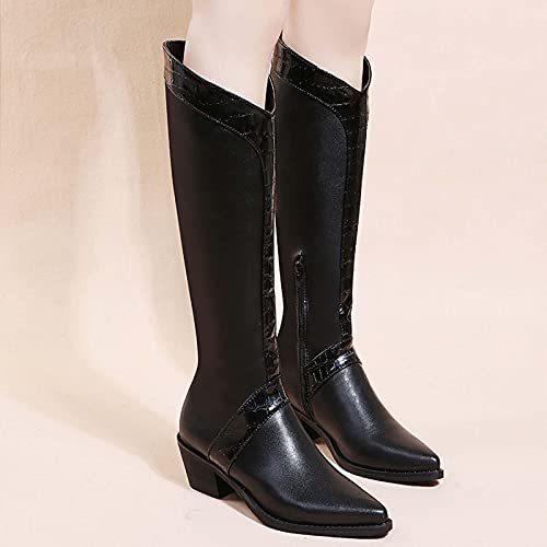 FASDNENDYS Boots for Women Ankle Booties Solid Women's Heel Shoes Fashionable Pointed Color Autumn Comfortable 9w Boots Black