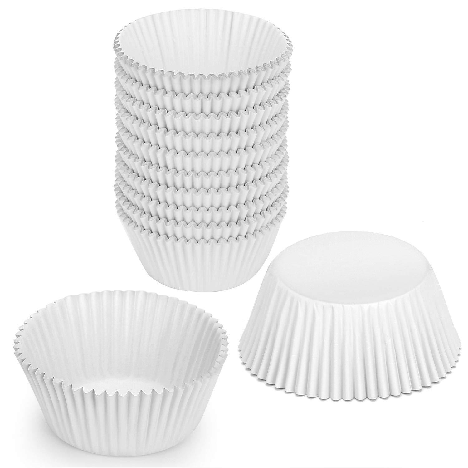 Gifbera White Metallic Foil Cupcake Liners Standard Size Baking Cups, 200-Count