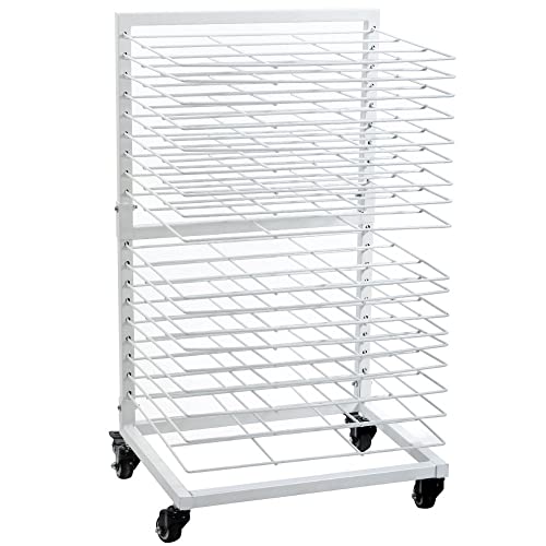 OFFICEROO Art Drying Rack for Classroom - 18 Removable Shelves - Efficient and Organized Drying Rack Art for Students' Masterpieces - Sturdy Paint Drying Rack with Lockable Wheels