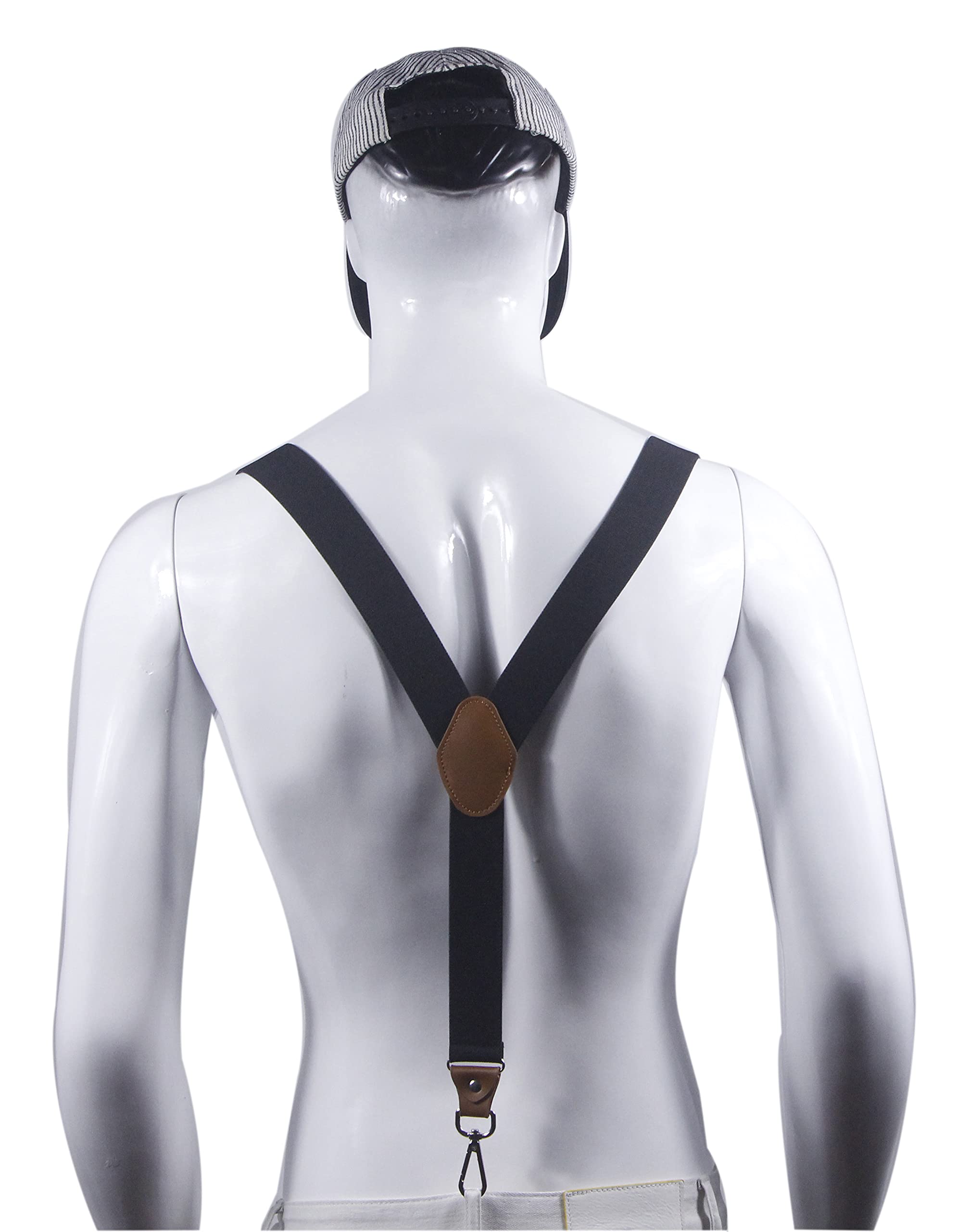 Doloise Mens Suspenders with 3 Swivel Hooks Belt Loops 1.4 Inch Wide Heavy Duty Adjustable Braces (Black)