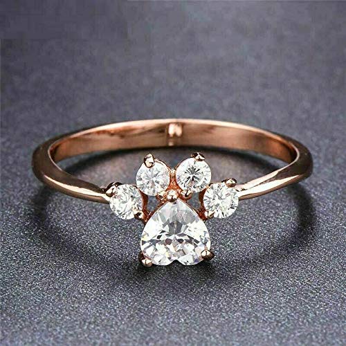 DTJEWELS 0.50 CT Heart Diamond Paw Print Wedding Engagement Promise Ring 14k Rose Gold GP