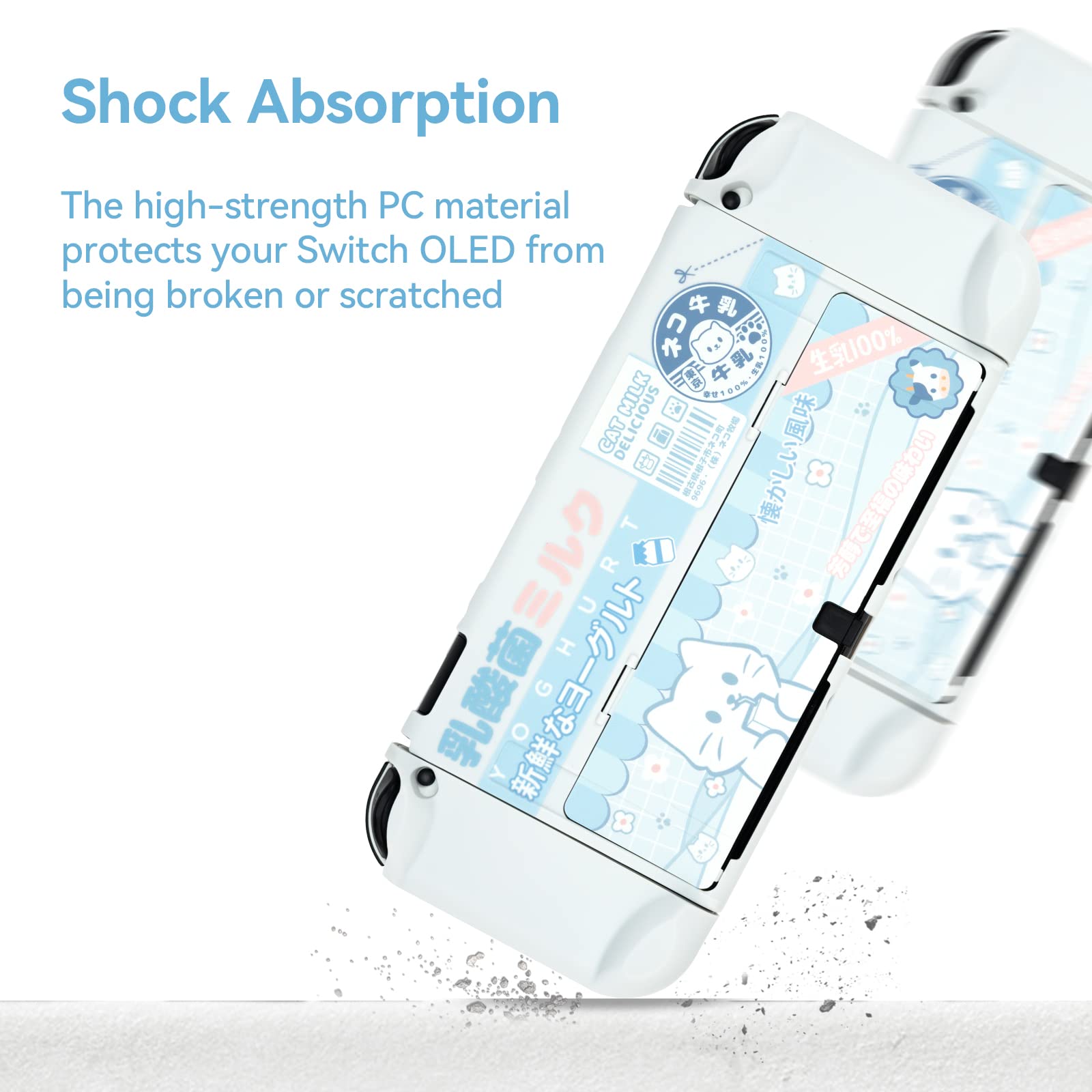 GeekShare Protective Case Slim Cover Case Compatible with Nintendo Switch OLED and Joy-Con - Shock-Absorption and Anti-Scratch - Yogurt Cat